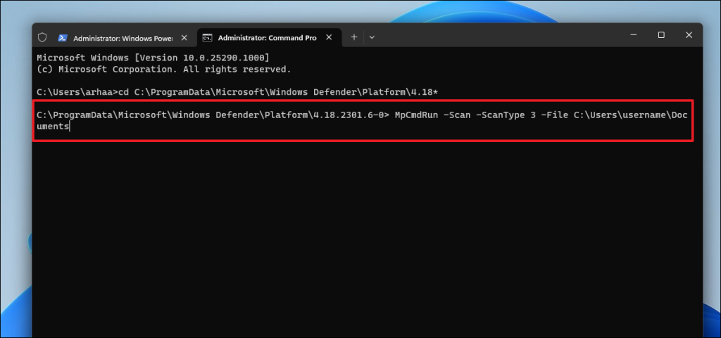 Windows 11でコマンドプロンプトからウイルススキャンを実行する方法